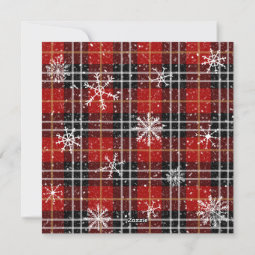 Rustic Red Plaid Snowflakes Custom Greeting Holiday Card | Zazzle