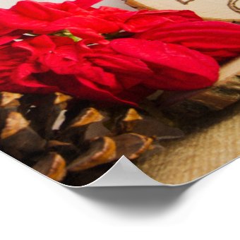 Rustic Red Poinsettia Woodland Winter Wedding Poster | Zazzle