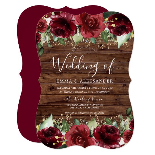Rustic Red Roses Country Floral Wedding Invitation | Zazzle.com