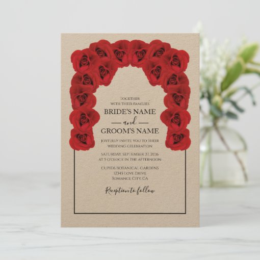Rustic Red Roses Wedding Invitations | Zazzle