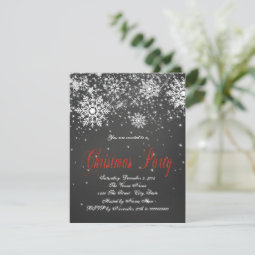 Rustic Red Snowflake Chalkboard Christmas Party Invitation | Zazzle