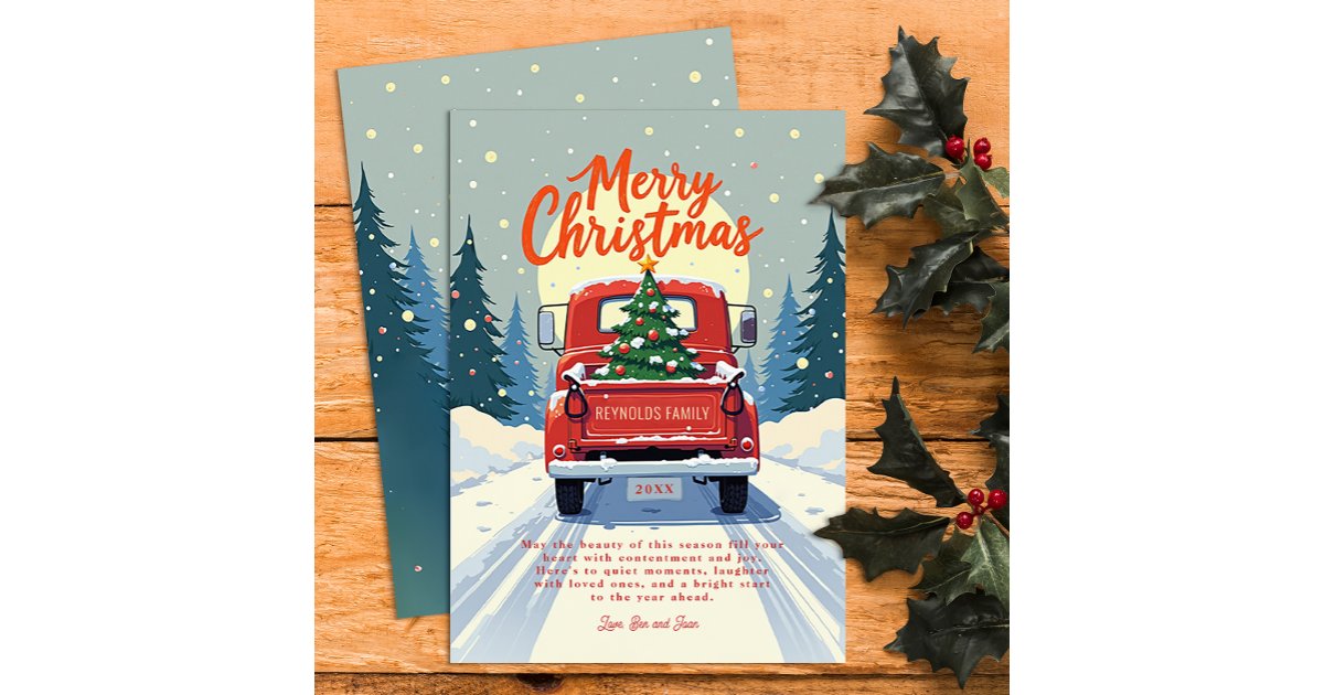Rustic Red Truck Christmas Card | Zazzle
