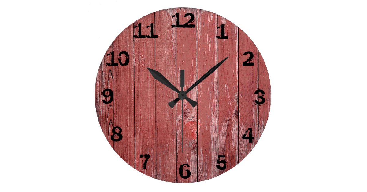 Rustic Red Weathered Barn Board Large Clock | Zazzle.com