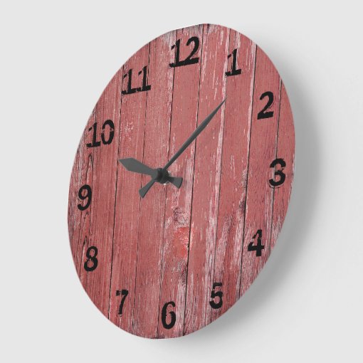 Rustic Red Weathered Barn Board Large Clock | Zazzle