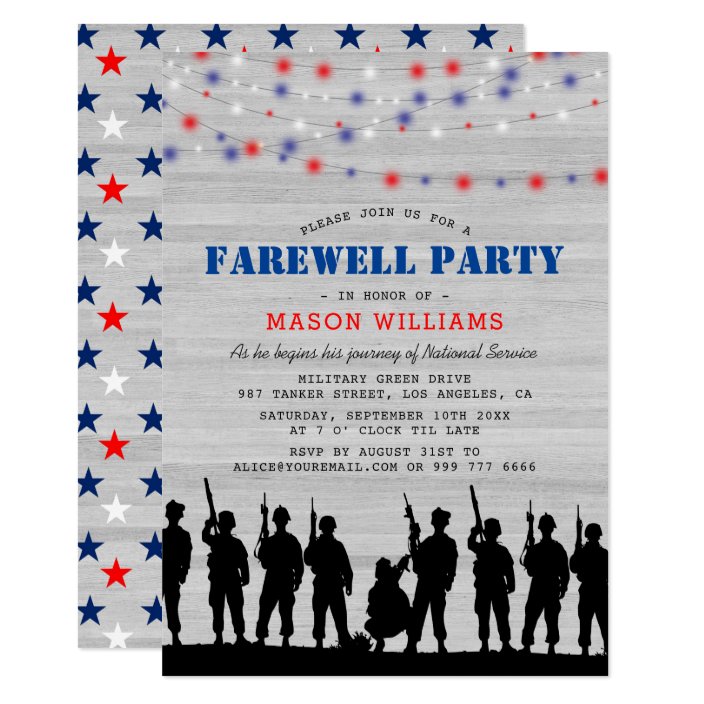 Rustic Red, White & Blue | Military Farewell Party Invitation | Zazzle.com