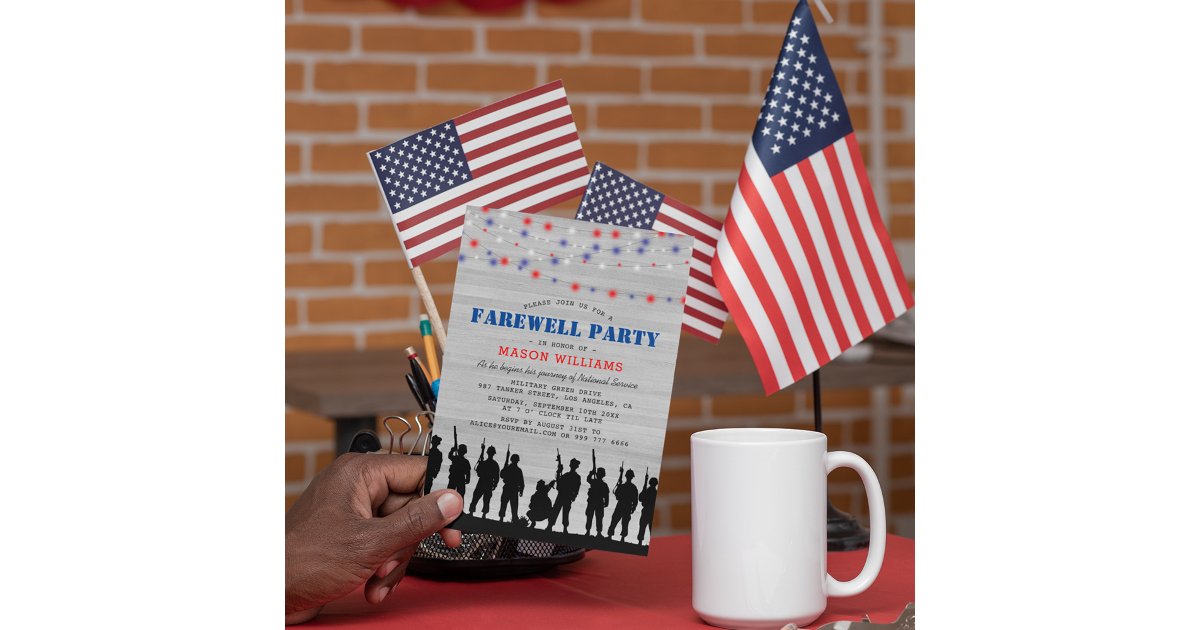 Rustic Red, White & Blue | Military Farewell Party Invitation | Zazzle