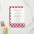 Rustic Red & White Plaid Christmas Holiday Menu | Zazzle
