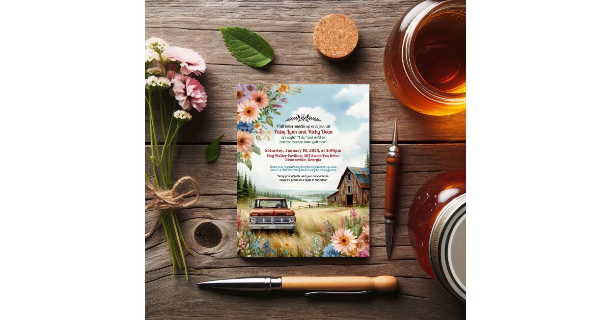 Rustic Redneck Countryside Wedding Invitation | Zazzle