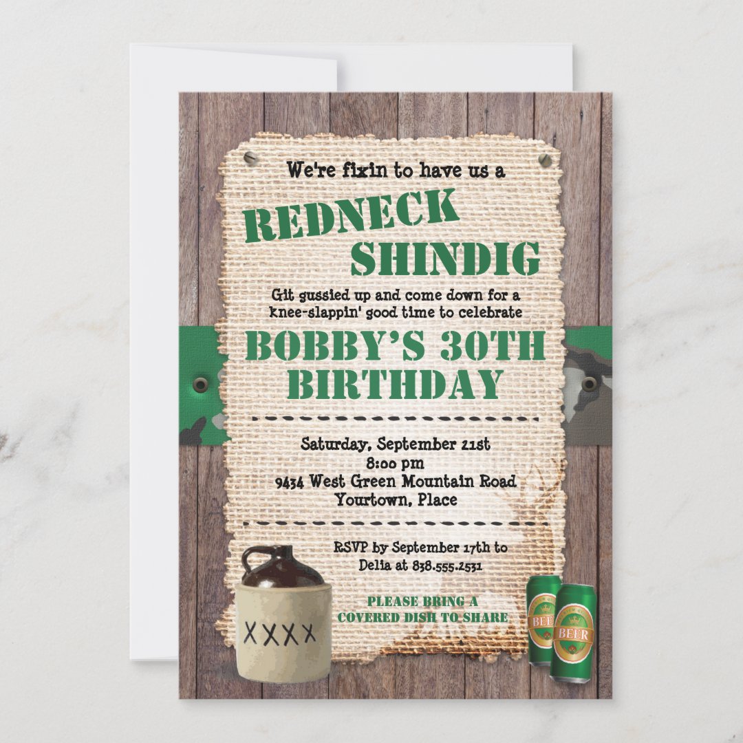 Rustic Redneck Hillbilly Party Invitation | Zazzle