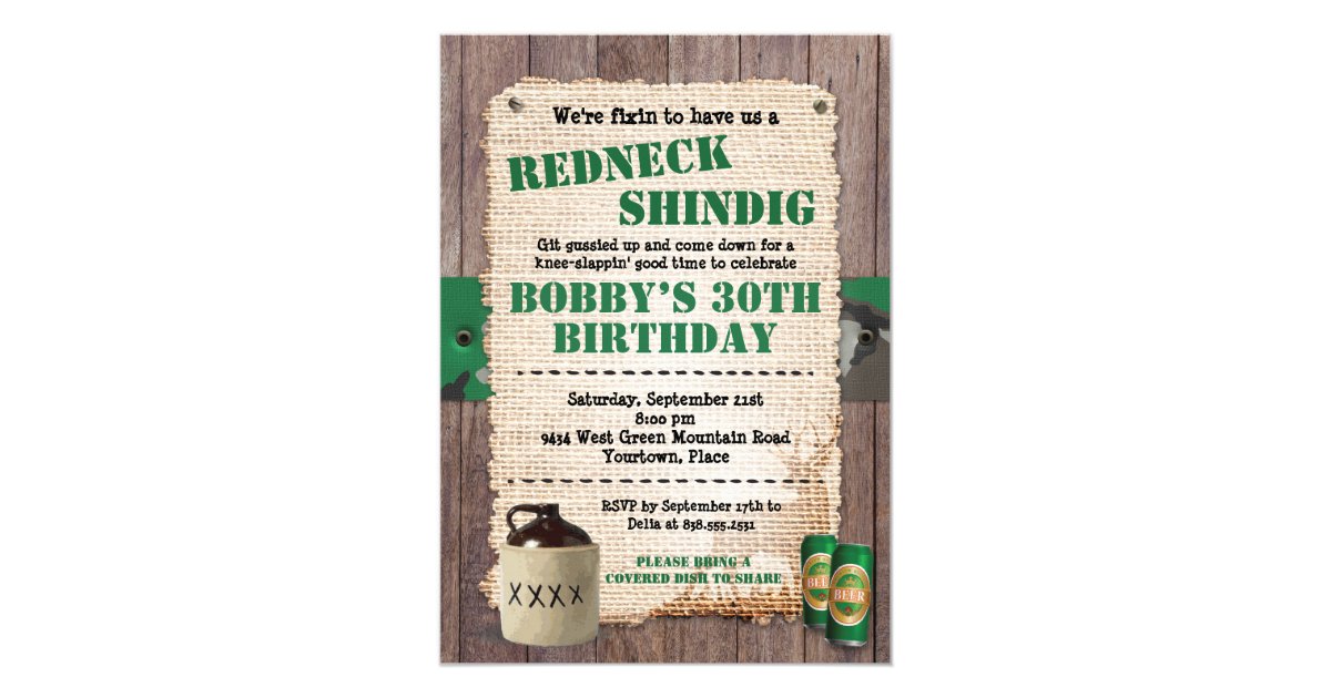 Rustic Redneck Hillbilly Party Invitation | Zazzle.com