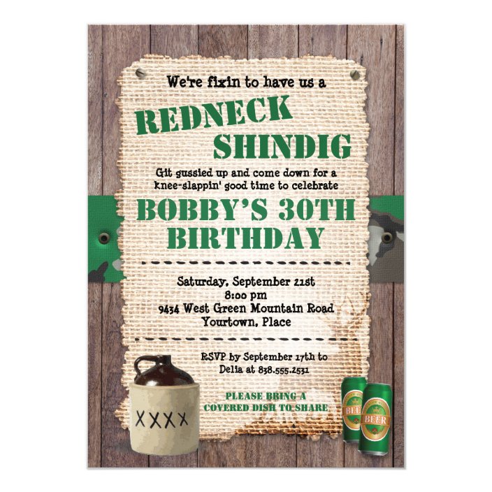 Rustic Redneck Hillbilly Party Invitation | Zazzle.com
