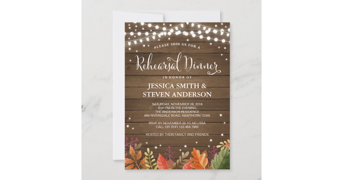 Rustic Rehearsal Dinner invitation, fall wedding Invitation | Zazzle