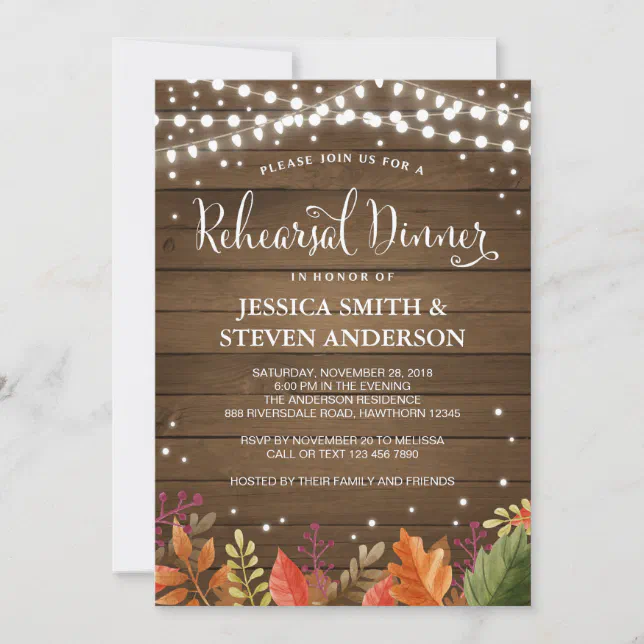 Rustic Rehearsal Dinner invitation, fall wedding Invitation | Zazzle