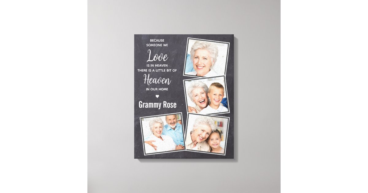 Rustic Remembrance Photo Collage Memorial Canvas Print | Zazzle
