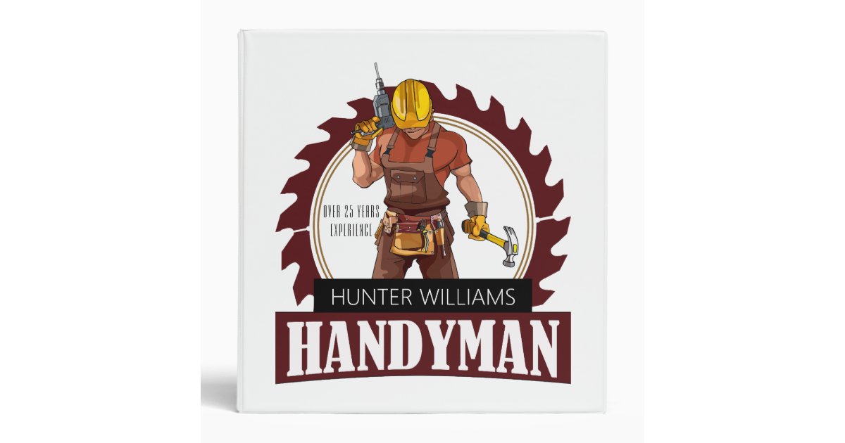Rustic Repairman Construction Handyman Modern 3 Ring Binder | Zazzle
