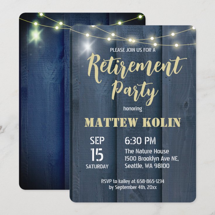 Rustic Retirement Party Vintage Cards Invitations | Zazzle