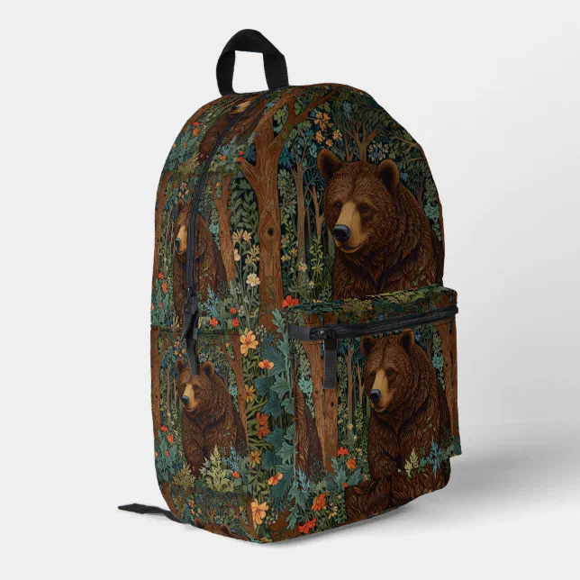 Rustic retro brown bear printed backpack | Zazzle