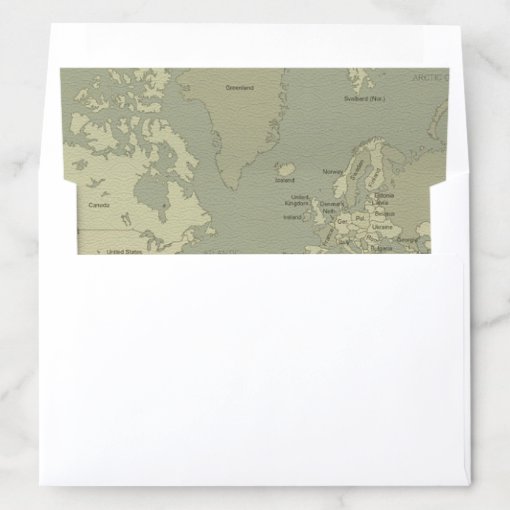RUSTIC RETRO EARTHY GREY BEIGE WORLD MAP ENVELOPE LINER | Zazzle