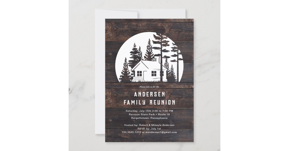 Rustic Reunion Rustic Wood Cabin Invitation | Zazzle