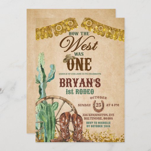 Rustic Rodeo Cowboy First Birthday Invitation | Zazzle