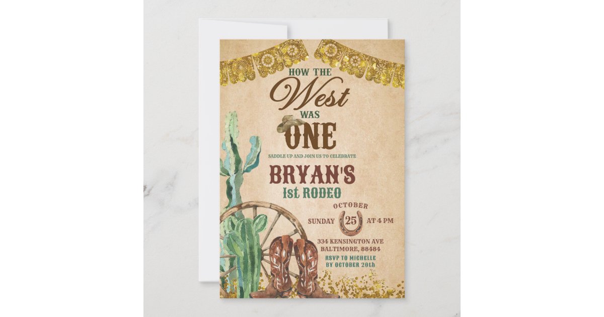 Rustic Rodeo Cowboy First Birthday Invitation | Zazzle