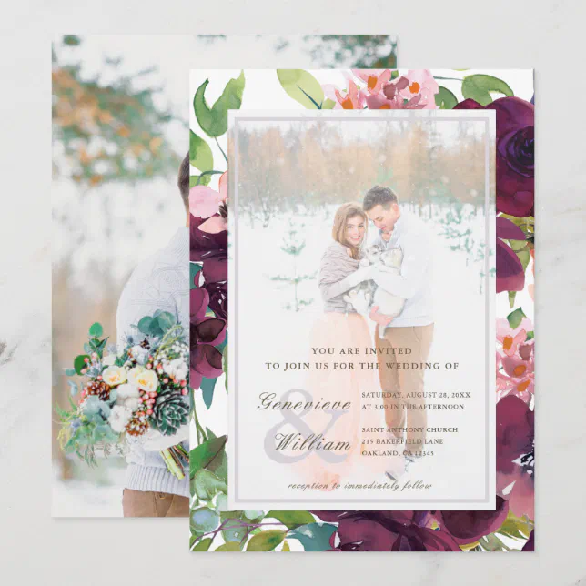 Rustic Romance Beautiful Two Photo Wedding Invitation | Zazzle