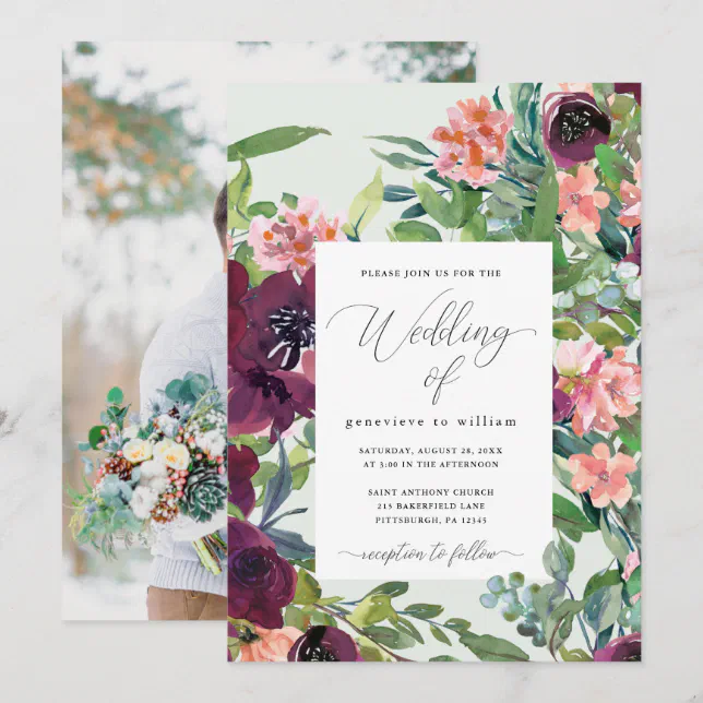 Rustic Romance Floral Photo Wedding Invitation | Zazzle