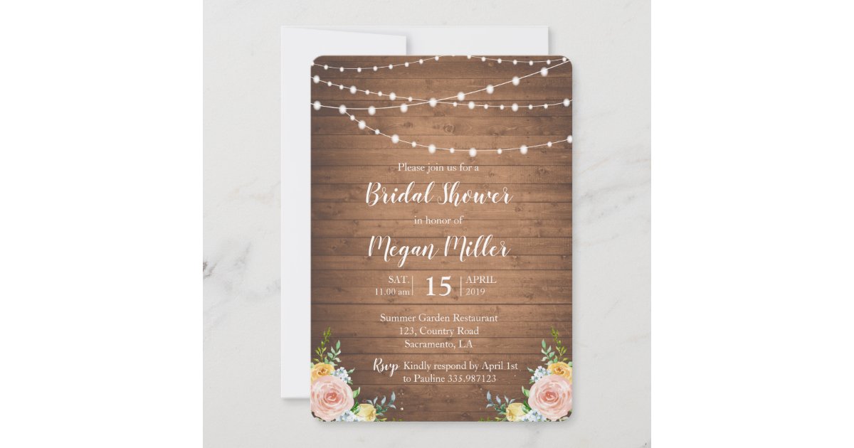 Rustic romantic Bridal shower invitation | Zazzle