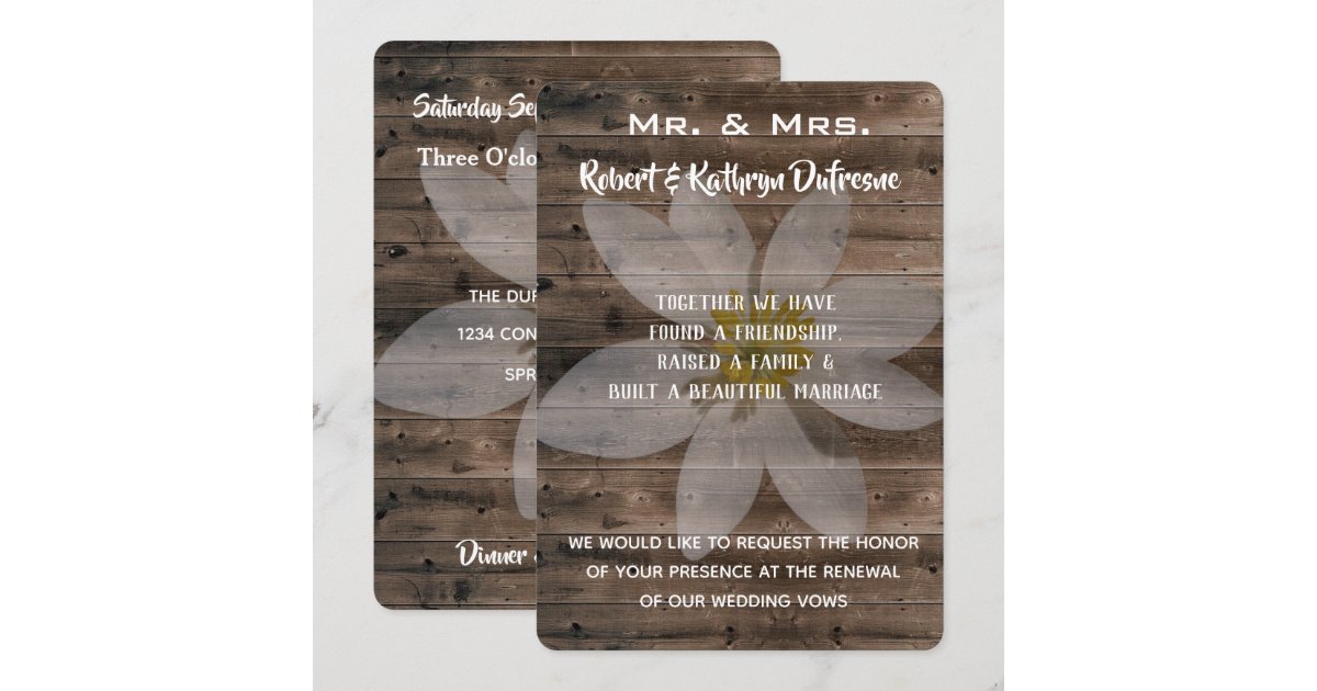 Rustic & Romantic Vow Renewal Invitation | Zazzle