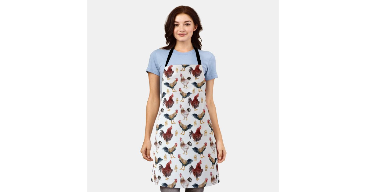 Rustic Rooster Chicken Pattern Apron | Zazzle