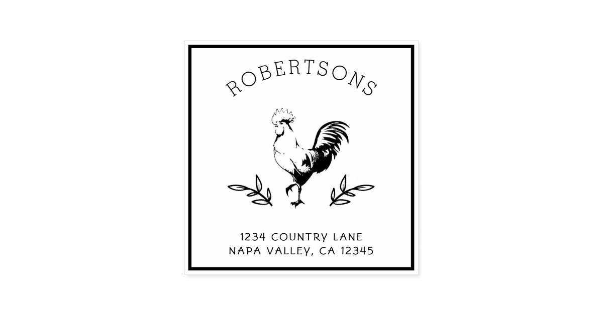 Rustic Rooster | Family Name Return Address Self-inking Stamp | Zazzle.com