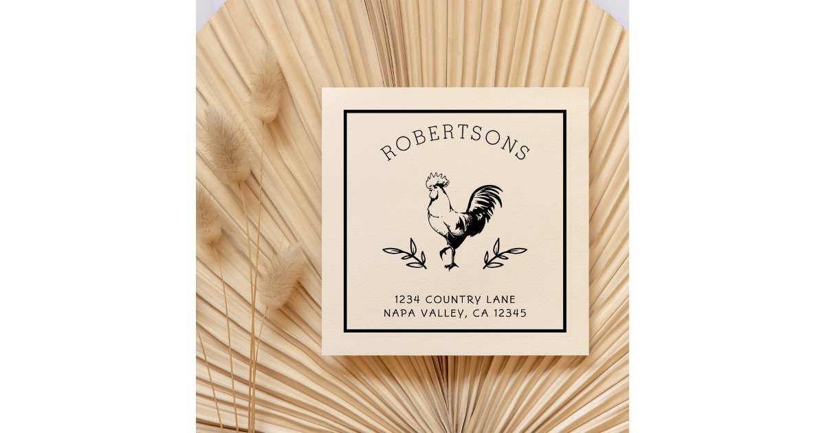 Rustic Rooster | Family Name Return Address Self-inking Stamp | Zazzle