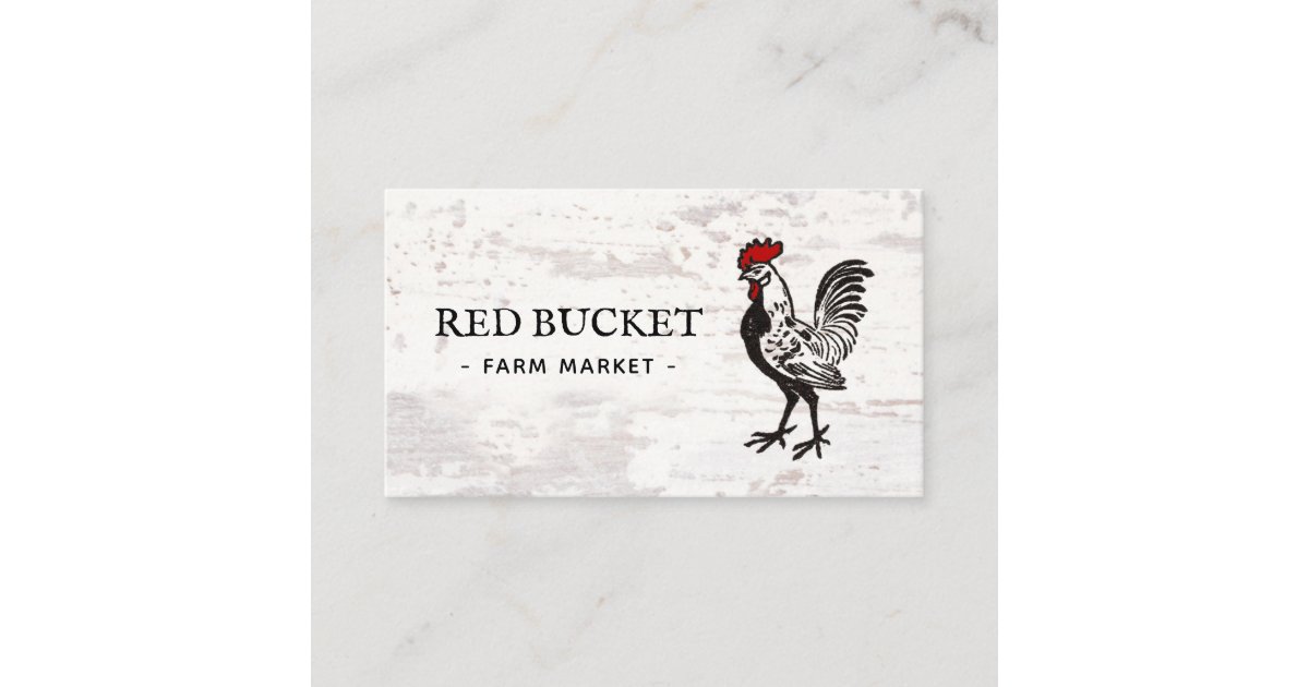 Rustic Rooster Farm Wood Business Card | Zazzle
