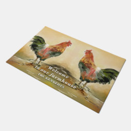 Rustic Rooster Farmhouse Welcome Doormat | Zazzle