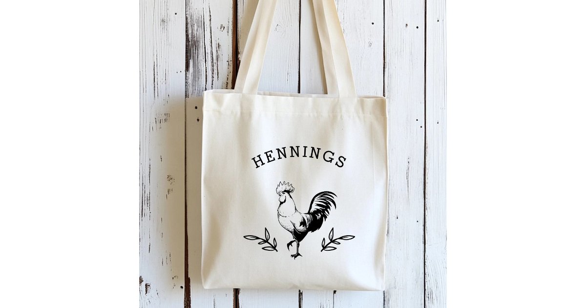 Rustic Rooster Personalized Tote Bag | Zazzle