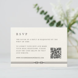 Rustic Rope Detail Ecru Wedding QR Code RSVP Card | Zazzle