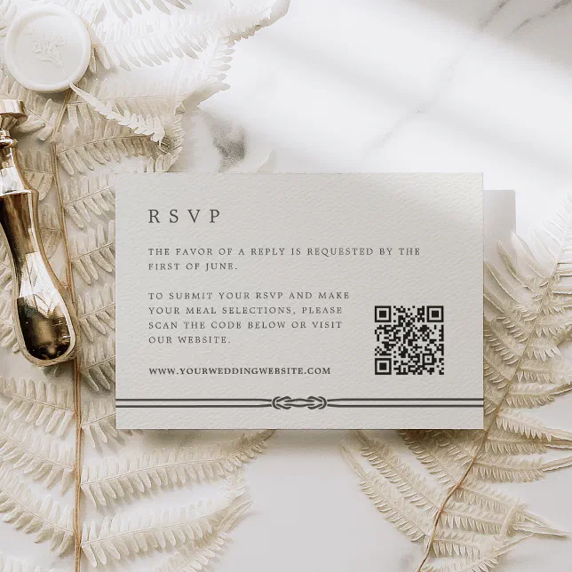 Rustic Rope Detail Ecru Wedding QR Code RSVP Card | Zazzle