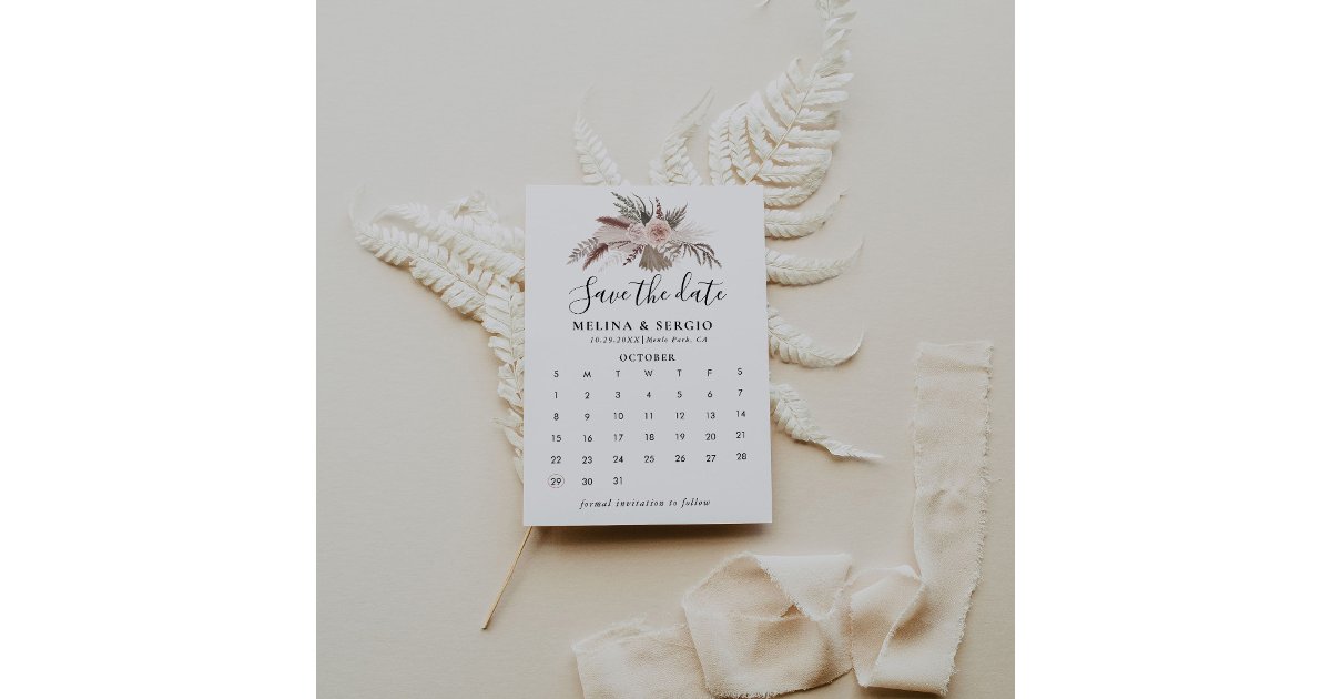 Rustic Rose Gold Floral Save the Date Calendar | Zazzle