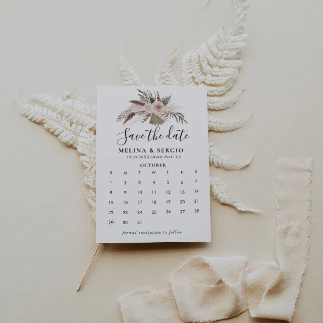 Rustic Rose Gold Floral Save the Date Calendar | Zazzle