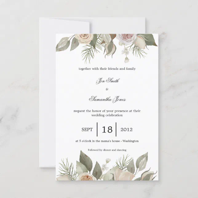 Rustic rose, pink invitation | Zazzle