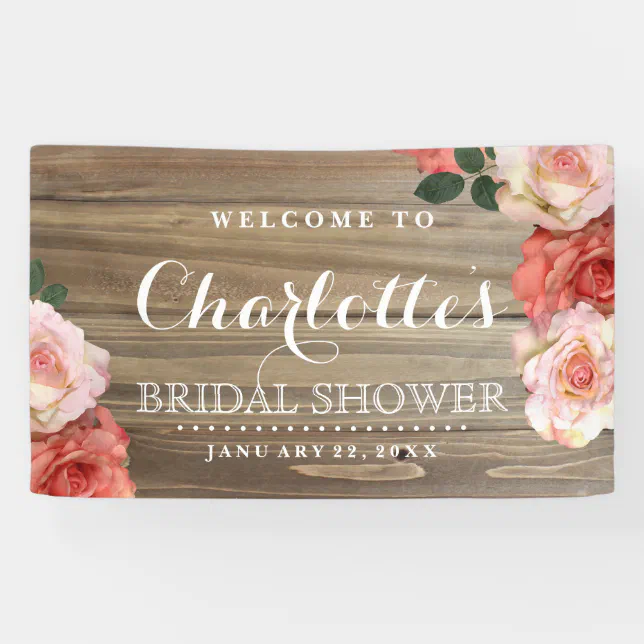 Rustic Roses | Bridal Shower Welcome Banner | Zazzle