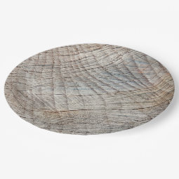 Rustic Rough Wood Disposable Paper Plates | Zazzle