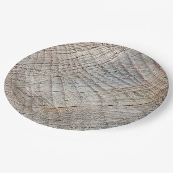 Rustic Rough Wood Disposable Paper Plates | Zazzle