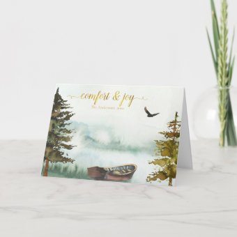 Rustic Row Boat Christmas Holiday Card | Zazzle