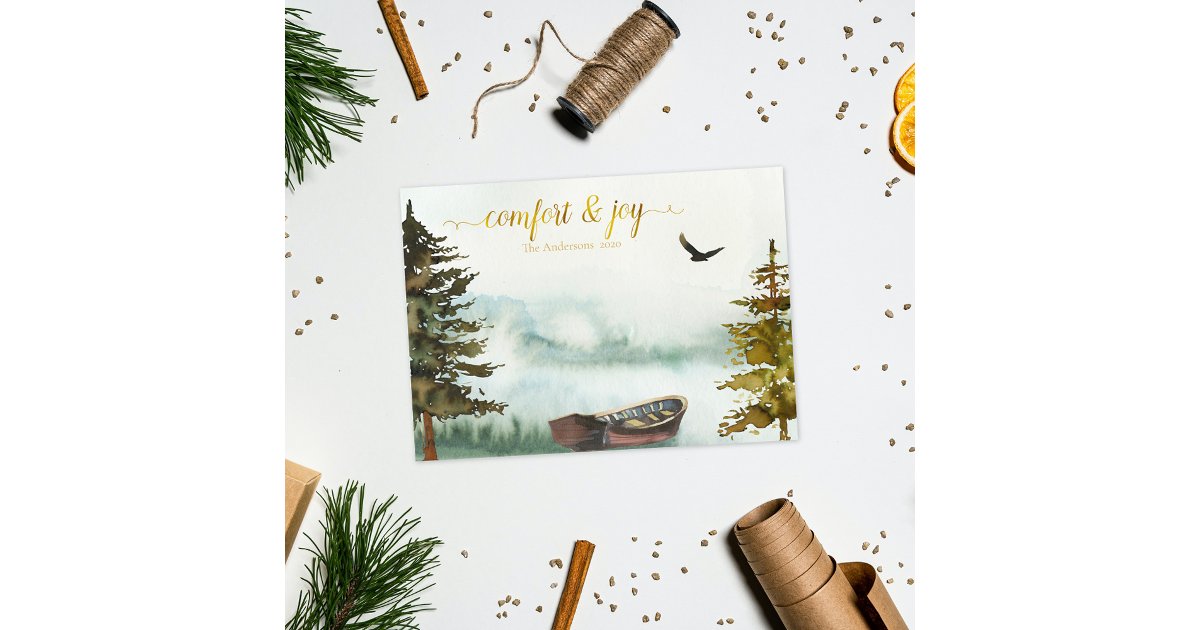 Rustic Row Boat Christmas Holiday Card | Zazzle