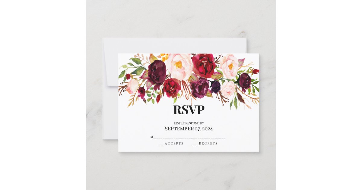 rustic rsvp cards, elegant, burgundy, wood invitation | Zazzle