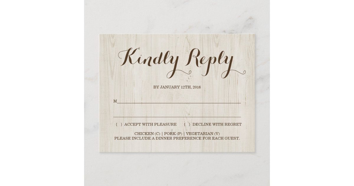 Rustic RSVP Postcard | Zazzle