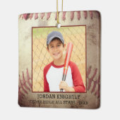 Rustic Rugged Baseball 1 or 2 Photo Personalized Ceramic Ornament | Zazzle