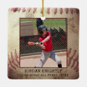 Rustic Rugged Baseball 1 or 2 Photo Personalized Ceramic Ornament | Zazzle