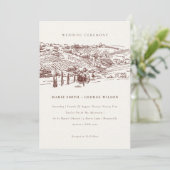 Rustic Rust Winery Mountain Sketch Wedding Invite | Zazzle